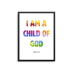 I Am A Child of God Poster John 1:12 Bible Verse Sunday School Art - Etsy