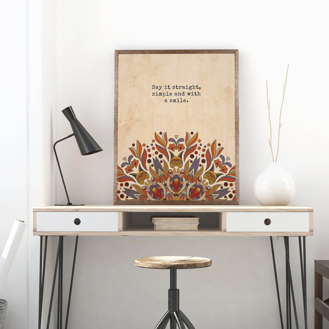 Say It Straight Simple and With A Smile Quote Poster - Etsy