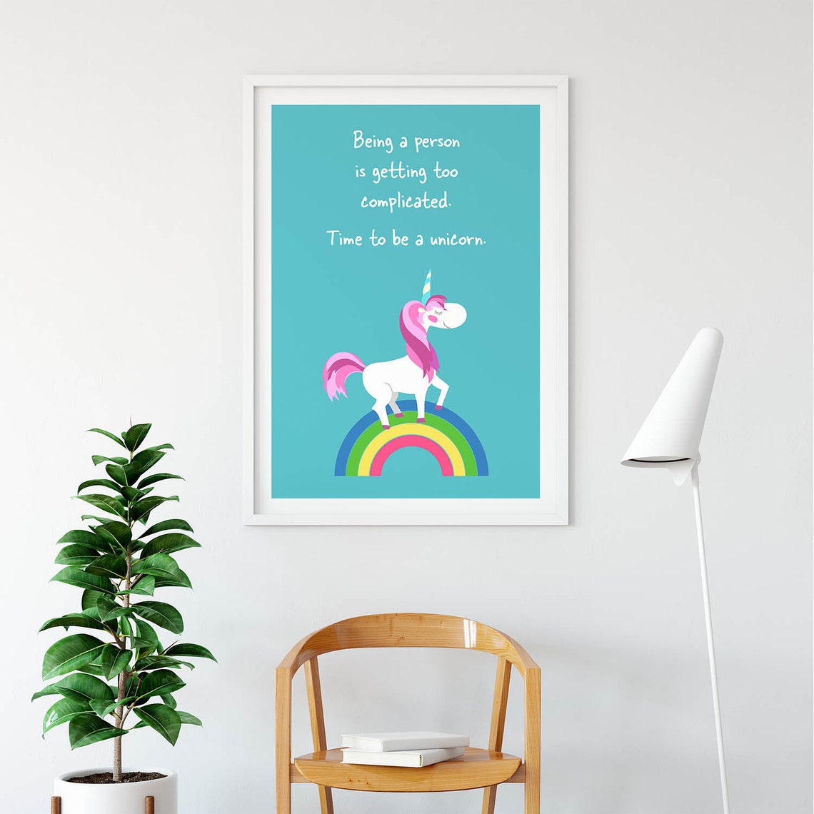 Funny Unicorn Quote Poster Being A Person Is Too Complicated | Etsy