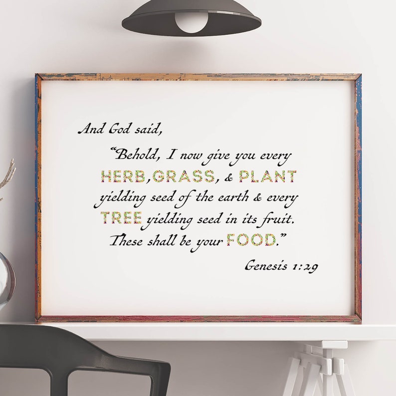 Genesis 1:29 Bible Verse Poster Kitchen Scripture Quote Art - Etsy