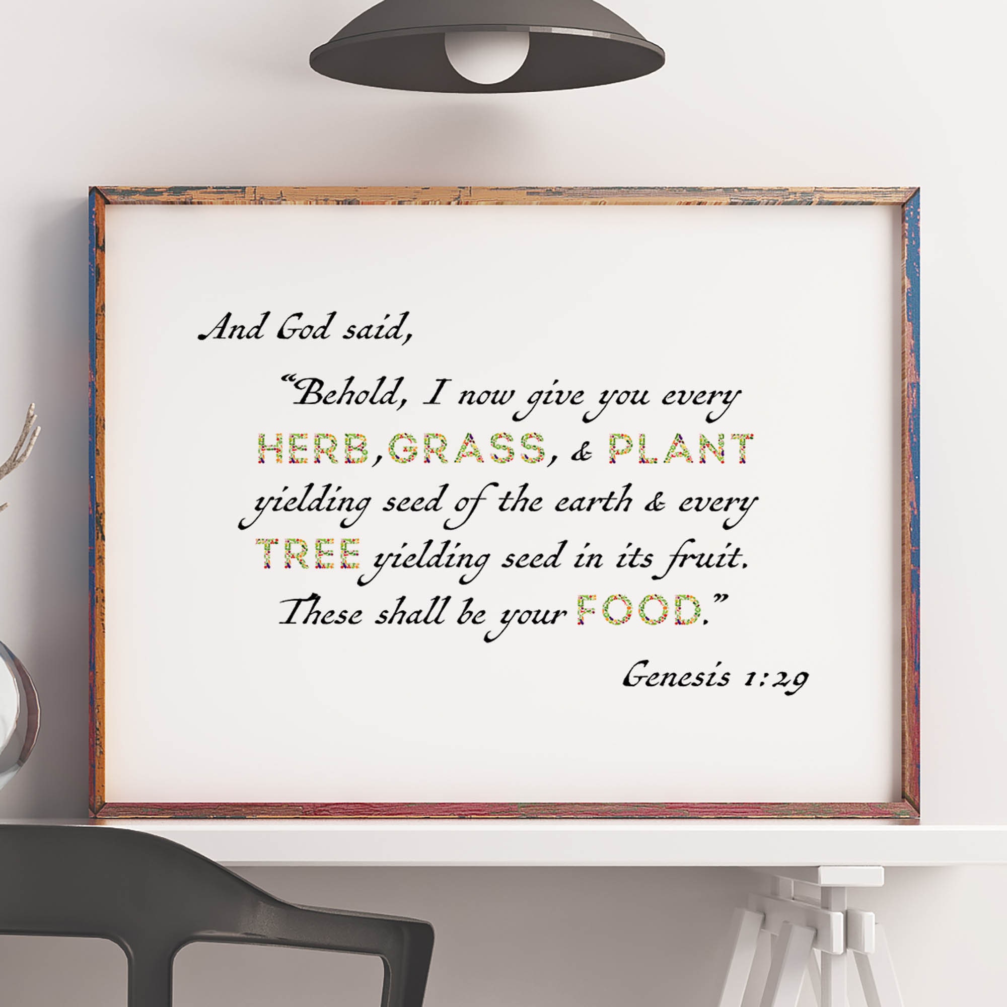 Genesis 1:29 Bible Verse Poster Kitchen Scripture Quote Art | Etsy