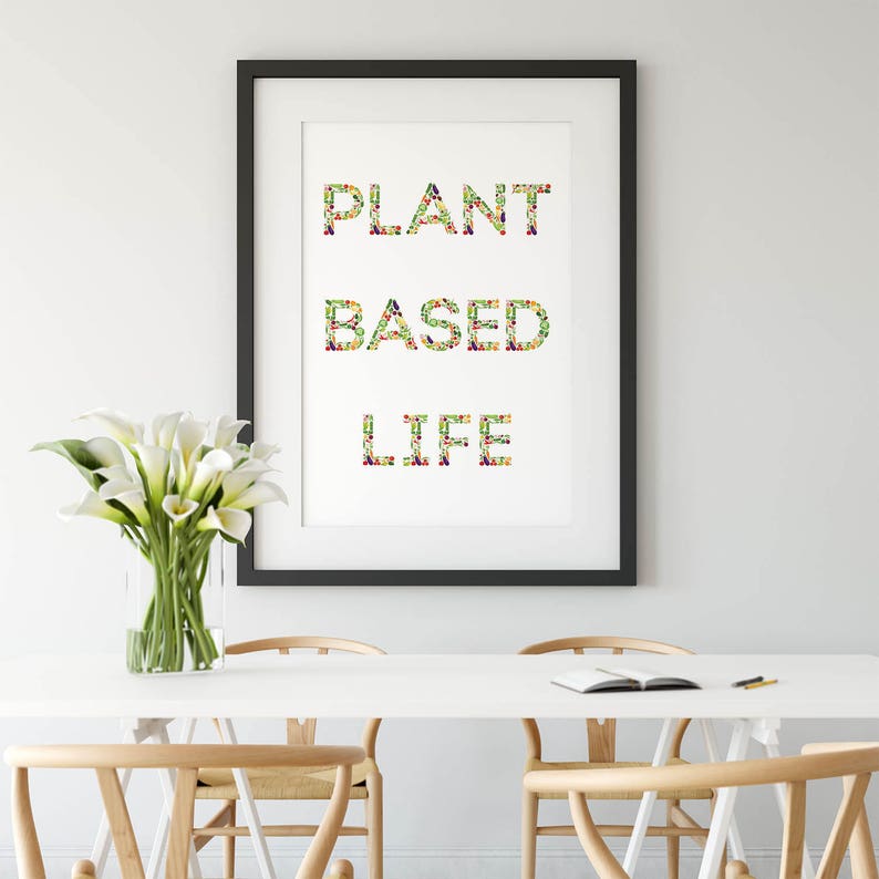 Plant Based Life Vegetarian Kitchen Poster | Etsy