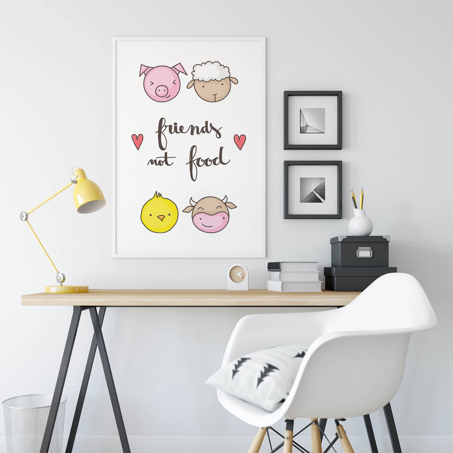Friends Not Food Vegan Poster Animal Rights Wall Art - Etsy