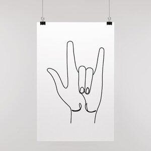 I Love You Sign Language Line Art Poster by Printmeme - Etsy