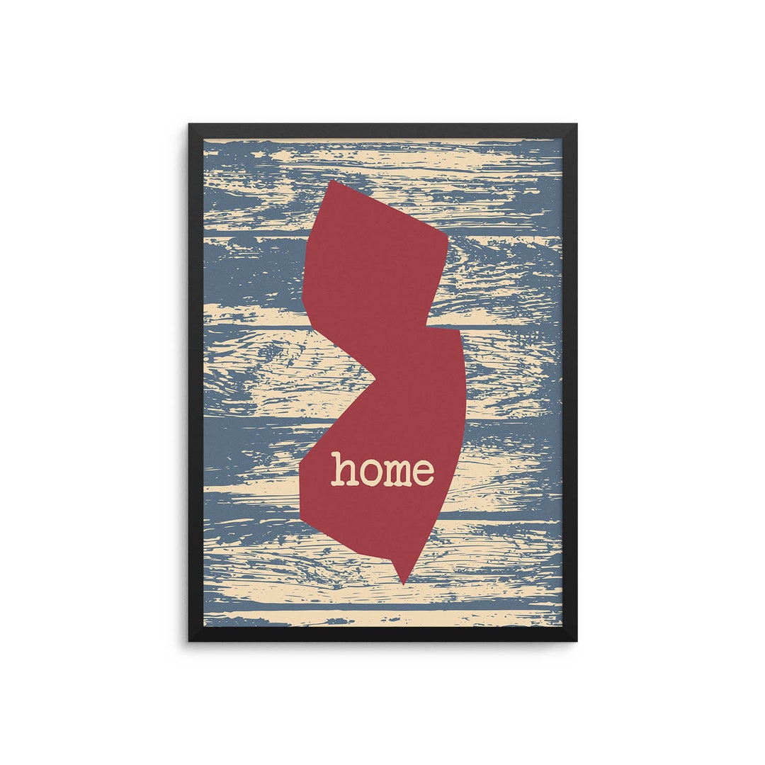New Jersey Home State Map Poster Garden State Rustic Map Art - Etsy