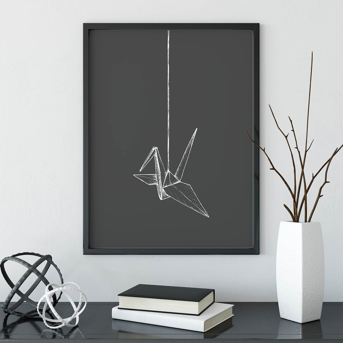 Origami Crane Poster Minimalist Origami Art - Etsy