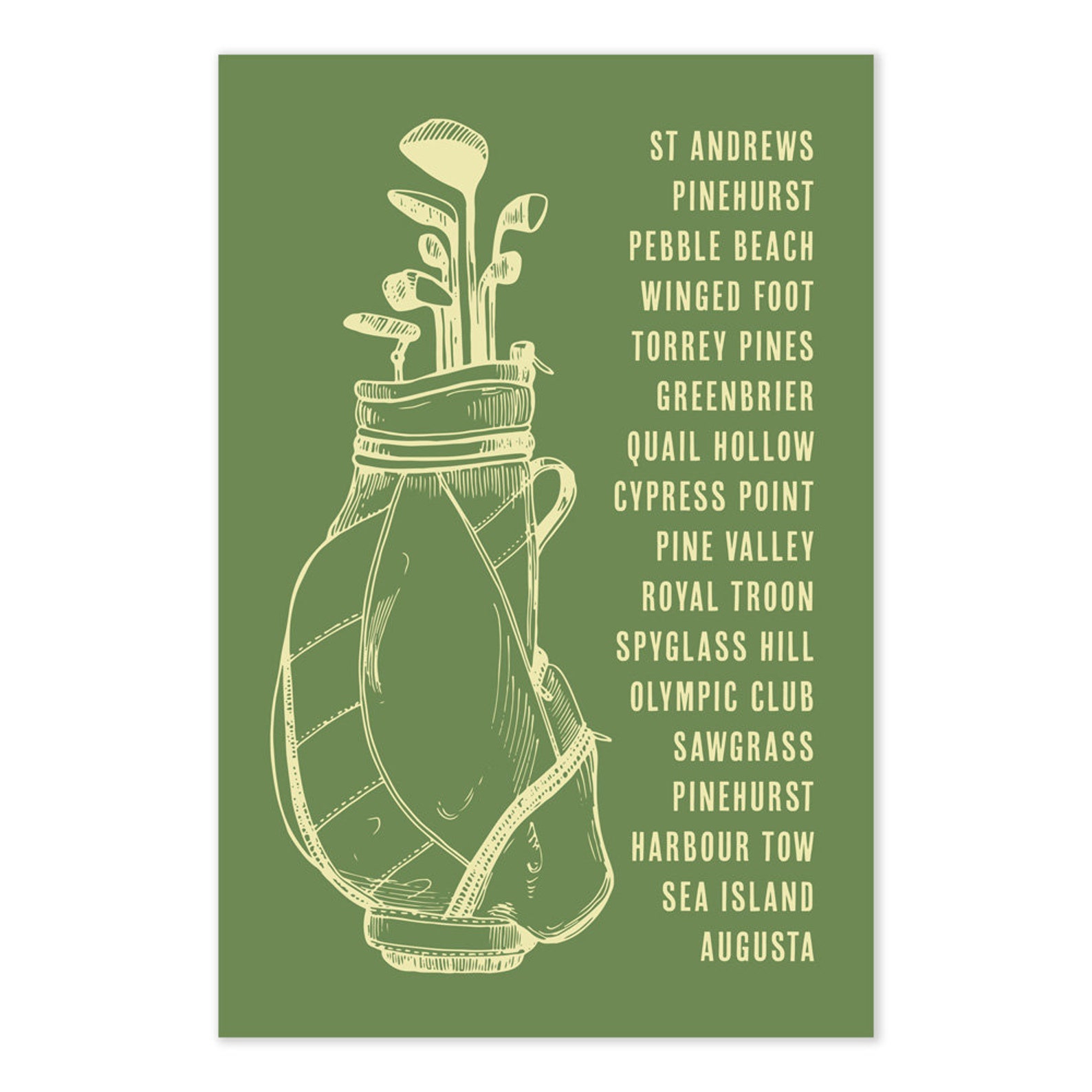 Famous Golf Courses Poster St Andrews Augusta Pebble Beach | Etsy