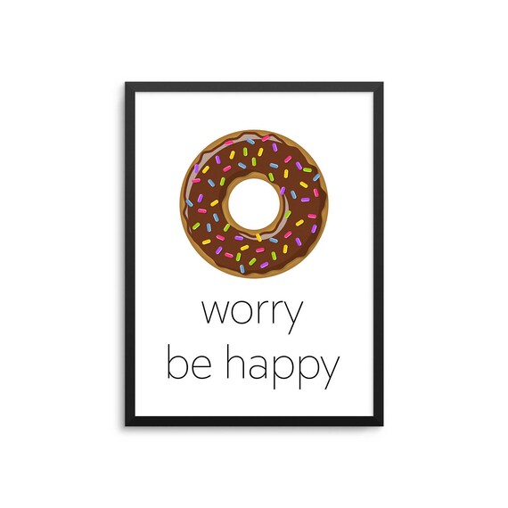 Donut Worry Be Happy Funny Poster | Etsy
