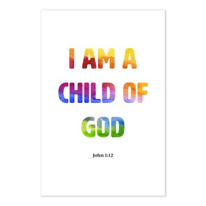 I Am A Child of God Poster John 1:12 Bible Verse Sunday School Art - Etsy