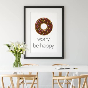 Donut Worry Be Happy Funny Poster - Etsy