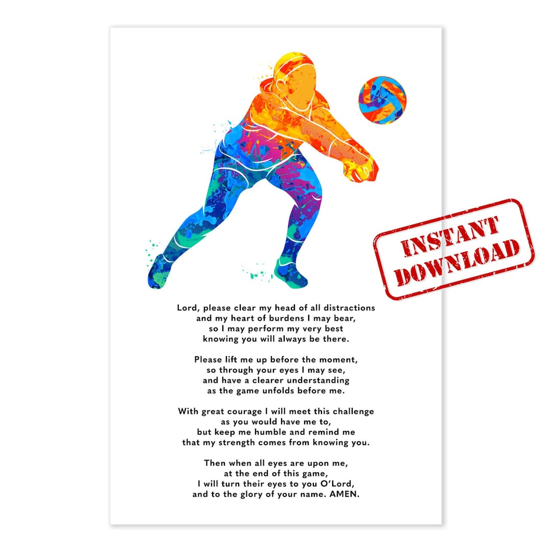 Digital Download Christian Athlete Volleyball Prayer Poster DIY ...