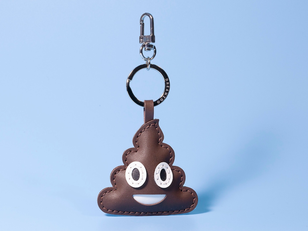 Leather Charm Keychain, Emoji Poop, Purse Charm, Emoji Keychain, Gift ...
