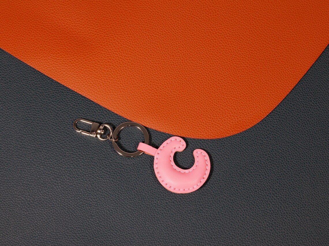 C Leather Keychain, Handmade Charm for Bags, Initial Keychain, Gift for ...