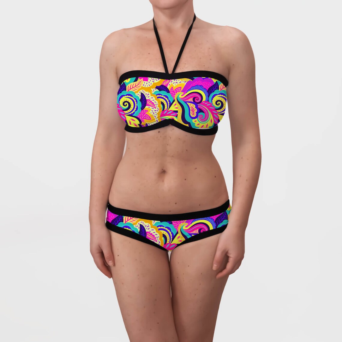Colorful Swimwear Bra Sized Bikini Ddd Bikini Bandeau Etsy