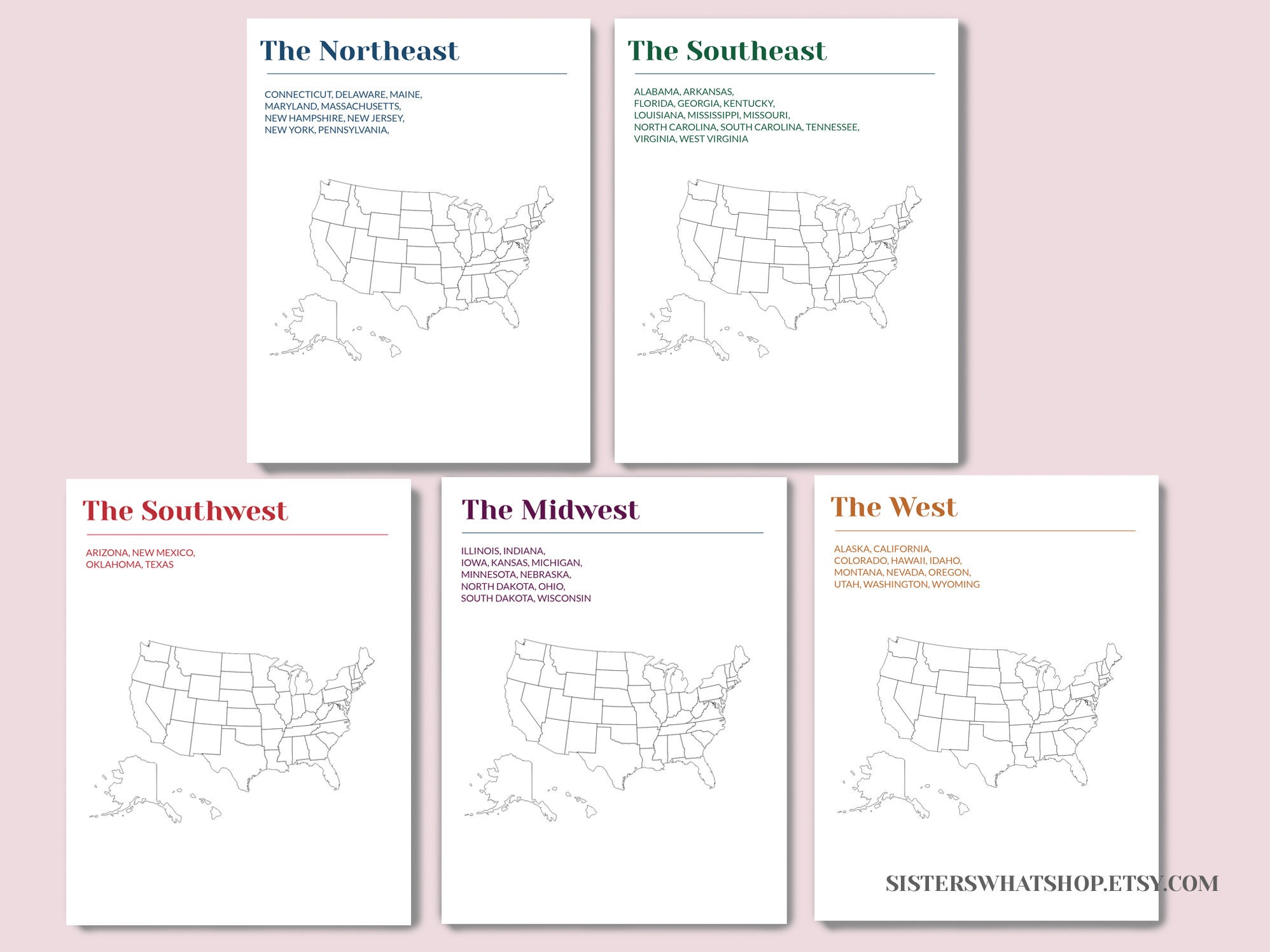 USA Geography Printable: 50 States & Capitals Research Bundle (PDF) - Etsy