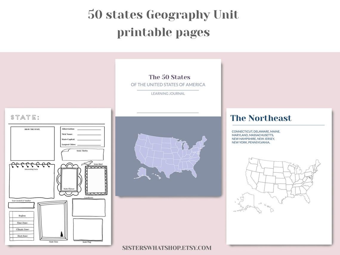 USA Geography Printable: 50 States & Capitals Research Bundle (PDF) - Etsy