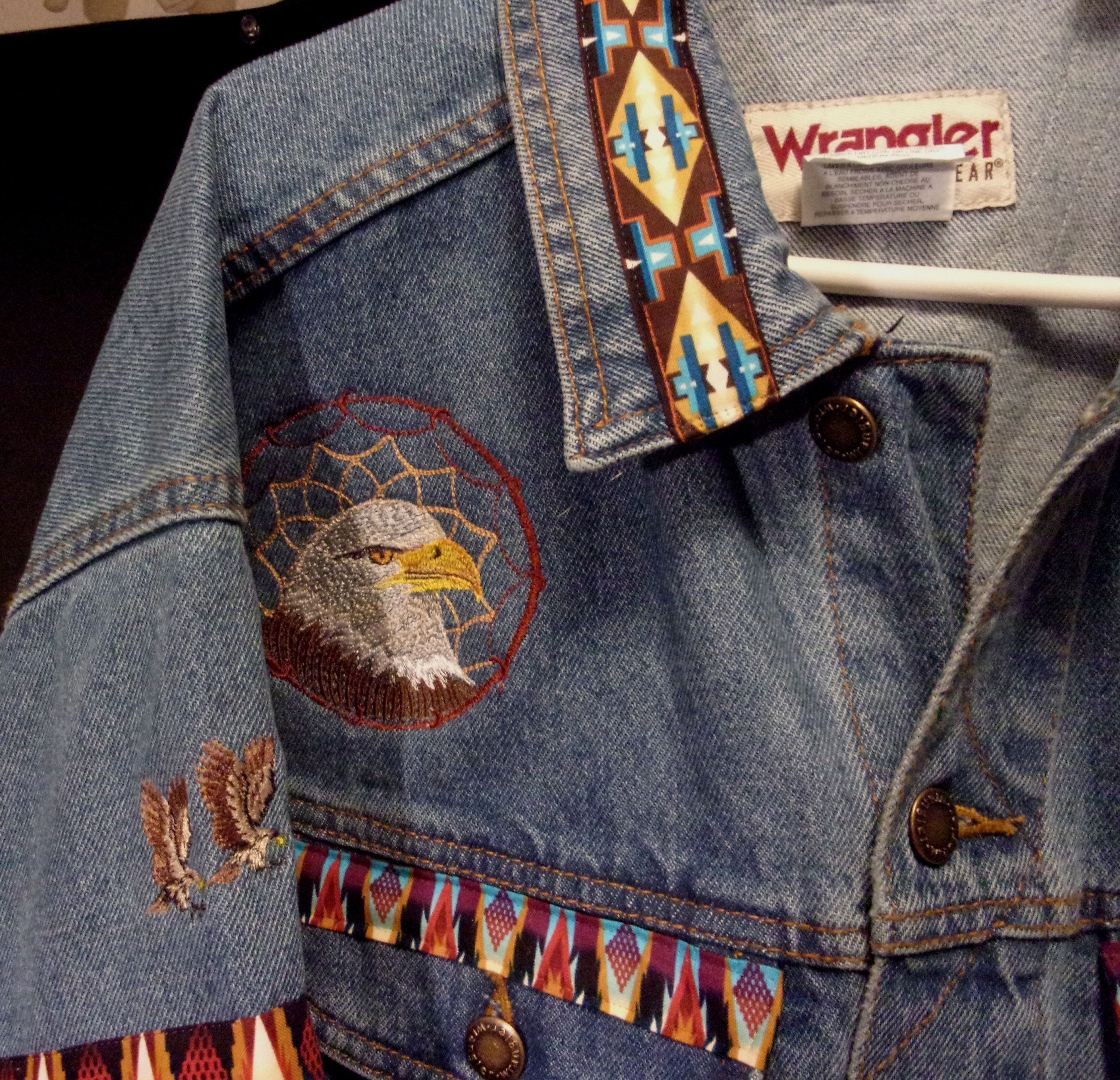 Eagle Denim Jacket Embroidered Native American - Etsy