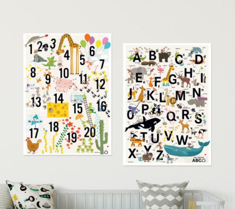 Counting Poster Children Prints Nursery Pictures Numbers | Etsy