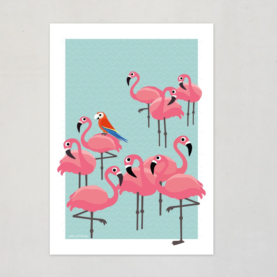 Poster Flamingos Illustration Nursery Prints Animals Posters Flamingo ...