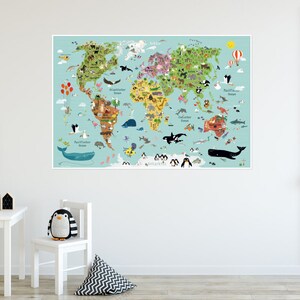 Poster World Map Children Prints Learning Posters Kids World - Etsy UK