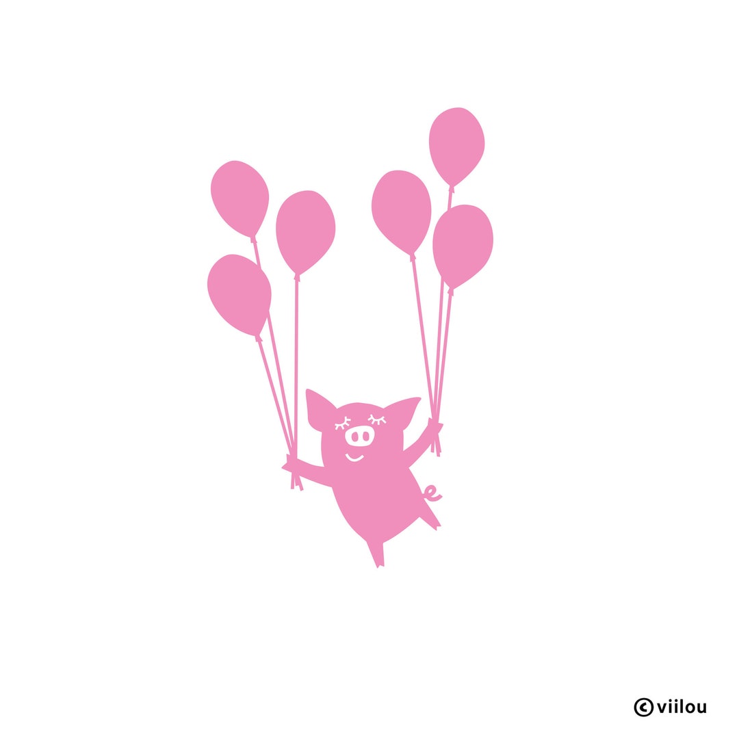 FLYING PIG Wall Sticker Animals Wall Decals Nursery Wall Tattoos Pigs ...