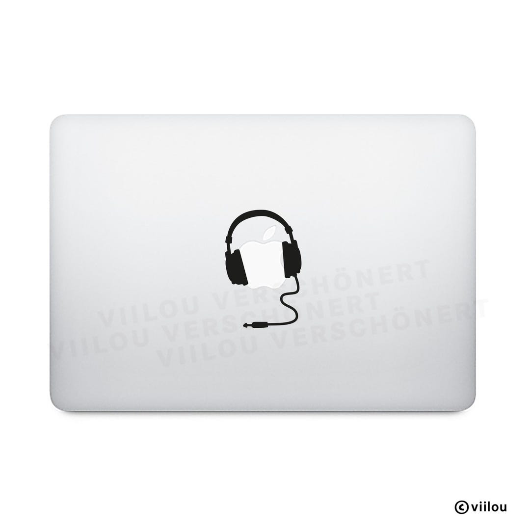 HEADPHONE Sticker MacBook Apple Logo Decals Computer Stickers Notebook ...