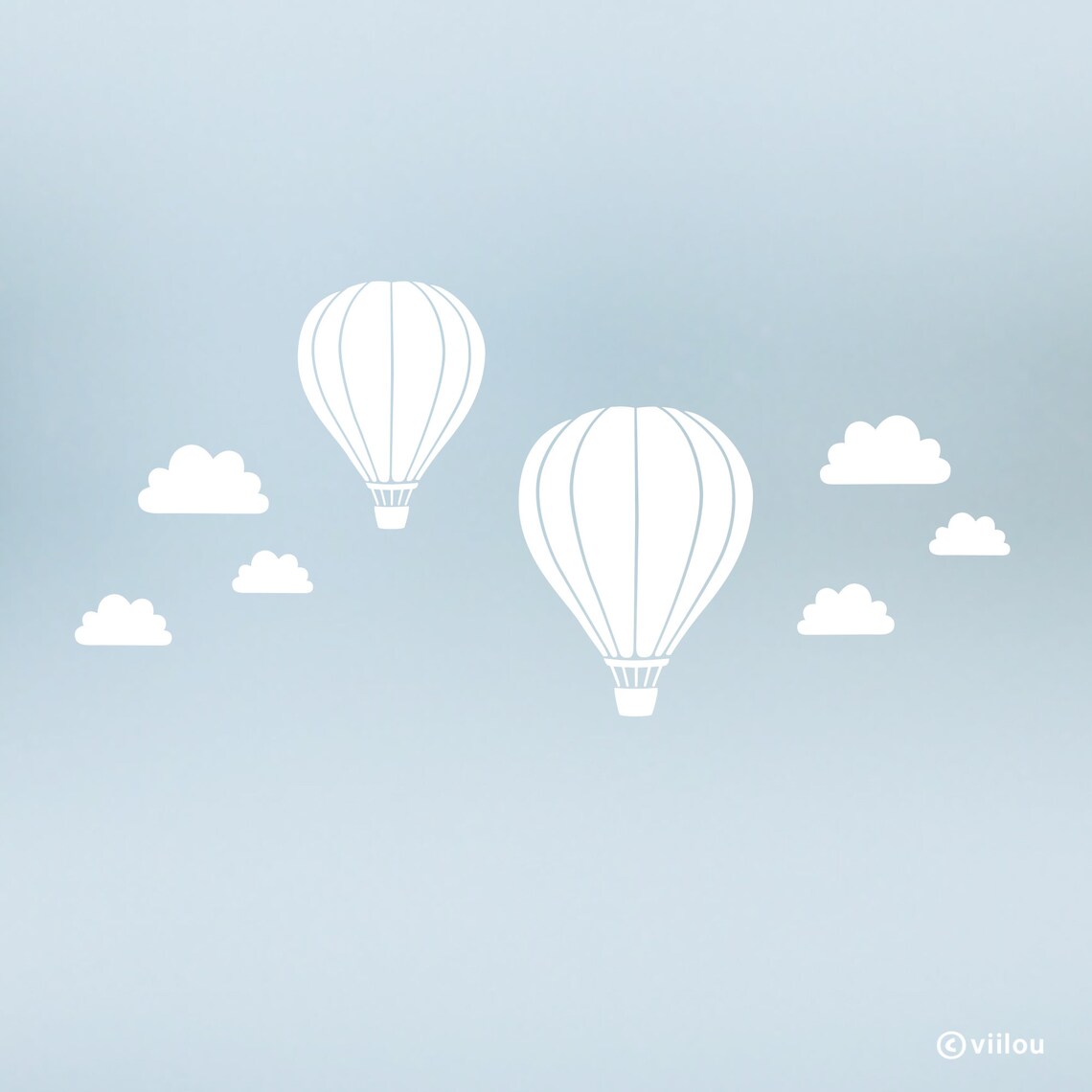 Stickers Window Captive Balloons Decals Clouds Illustration - Etsy