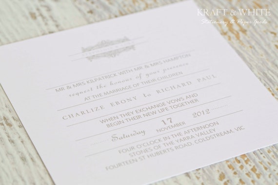 Items similar to Sample wedding invitation set SUITE 6: White ...