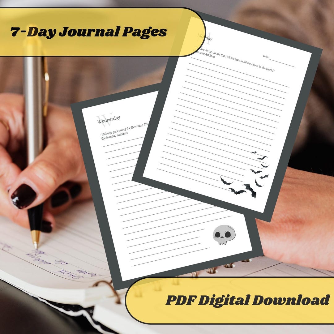 Printable Weekday Journal Pages Digital Download Goth Rock Music ...