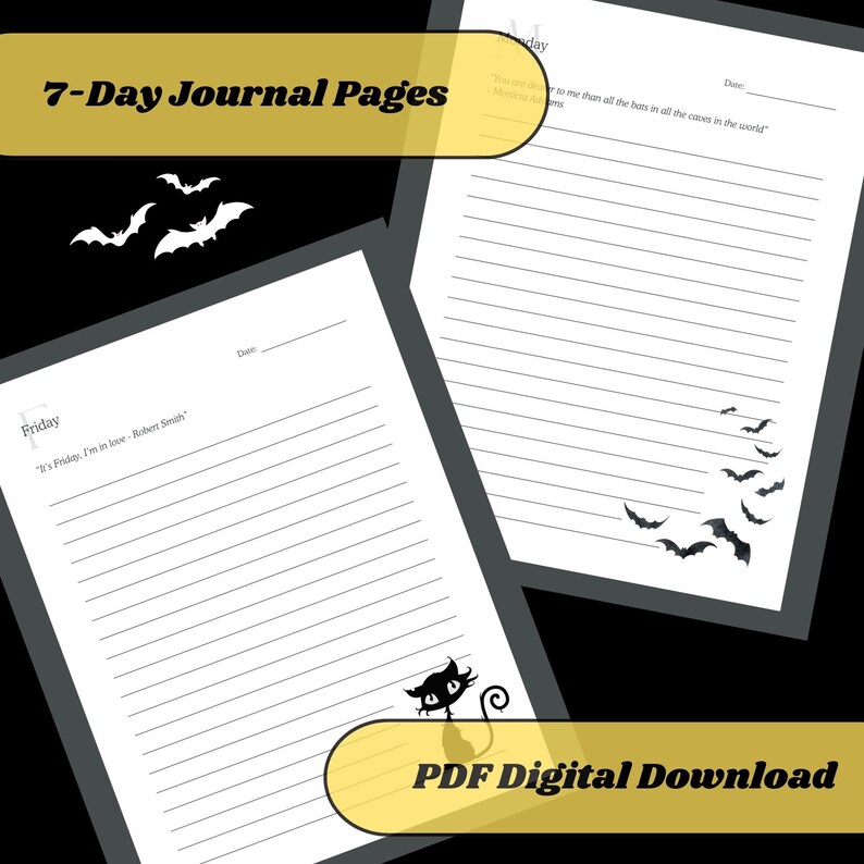 Printable Weekday Journal Pages Digital Download Goth Rock Music ...