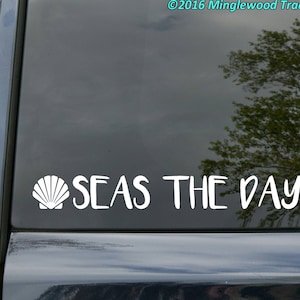 Seas the Day Vinyl Decal Sticker - Seize Carpe Diem Beach Ocean Shell ...