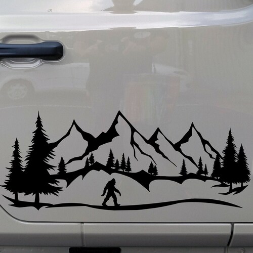 Bigfoot Mountain Forest Scene Vinyl Decal V11 Sasquatch PNW - Etsy
