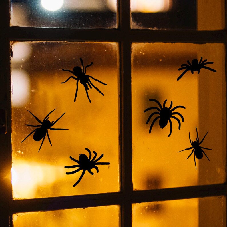 Set of 6 Spiders Vinyl Decal V1 | Custom Halloween Decoration Stickers ...