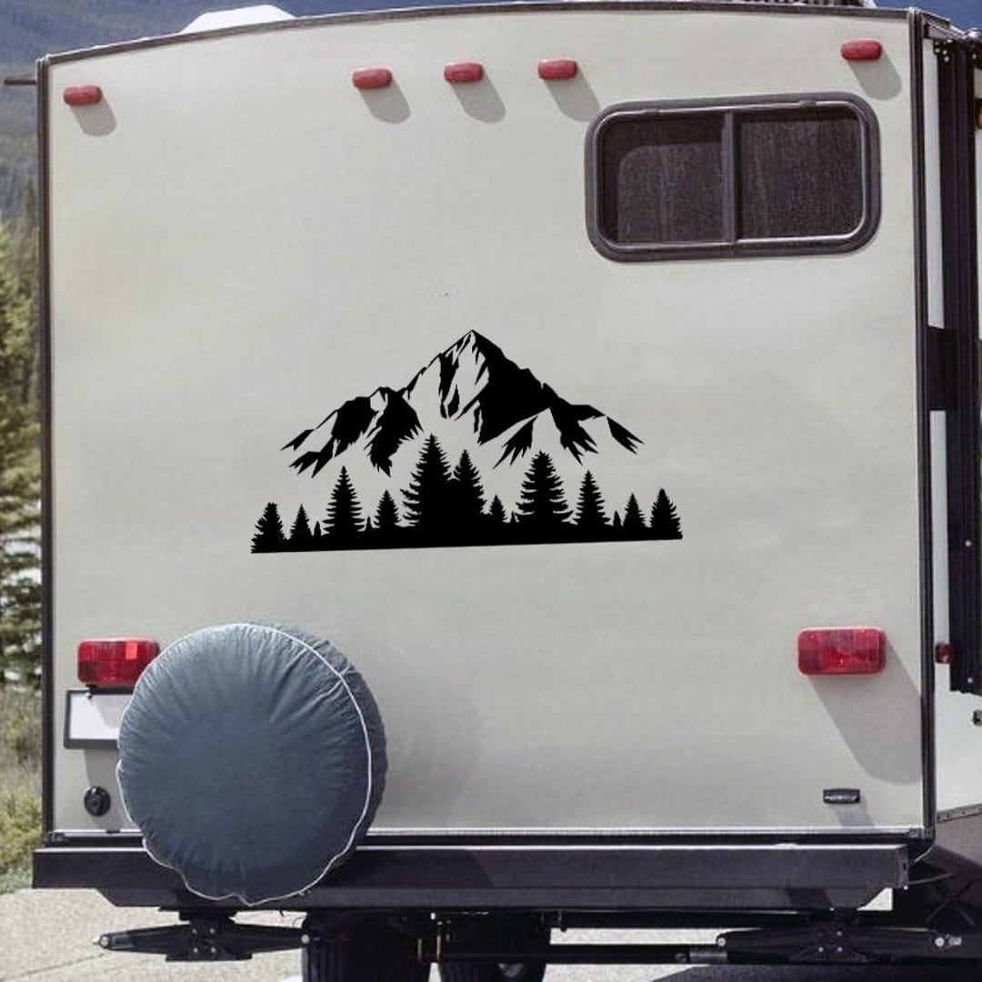 Mountain Forest Scene V19 | Custom Vinyl Decal Graphics for Campers ...