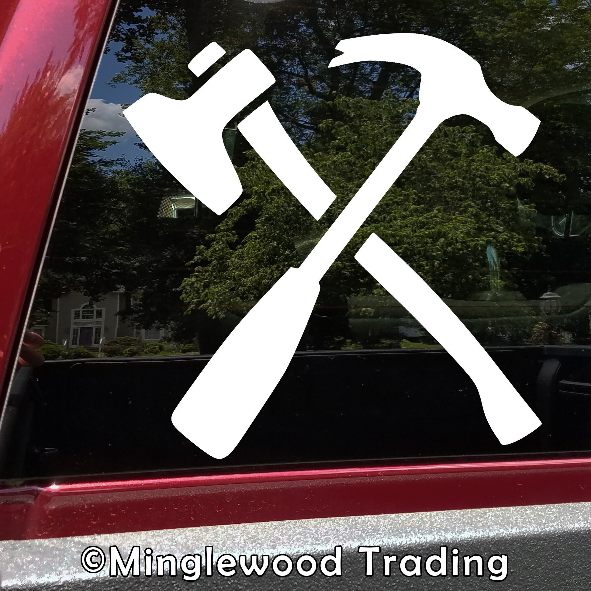 CROSSED HAMMER and AXE Vinyl Decal Sticker Carpenter's | Etsy