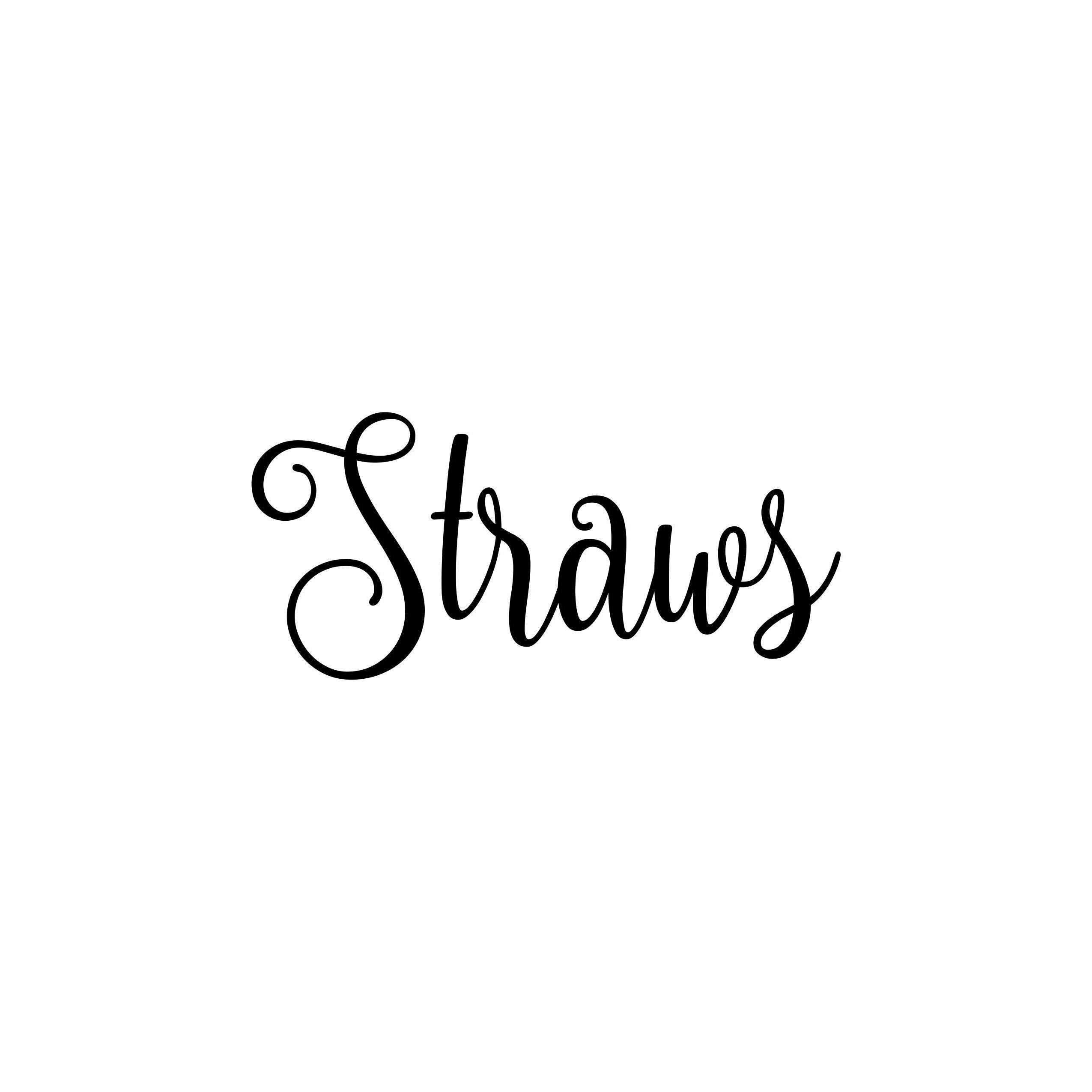 Straws Vinyl Sticker - Kitchen Pantry Home Organization Label - Die Cut ...