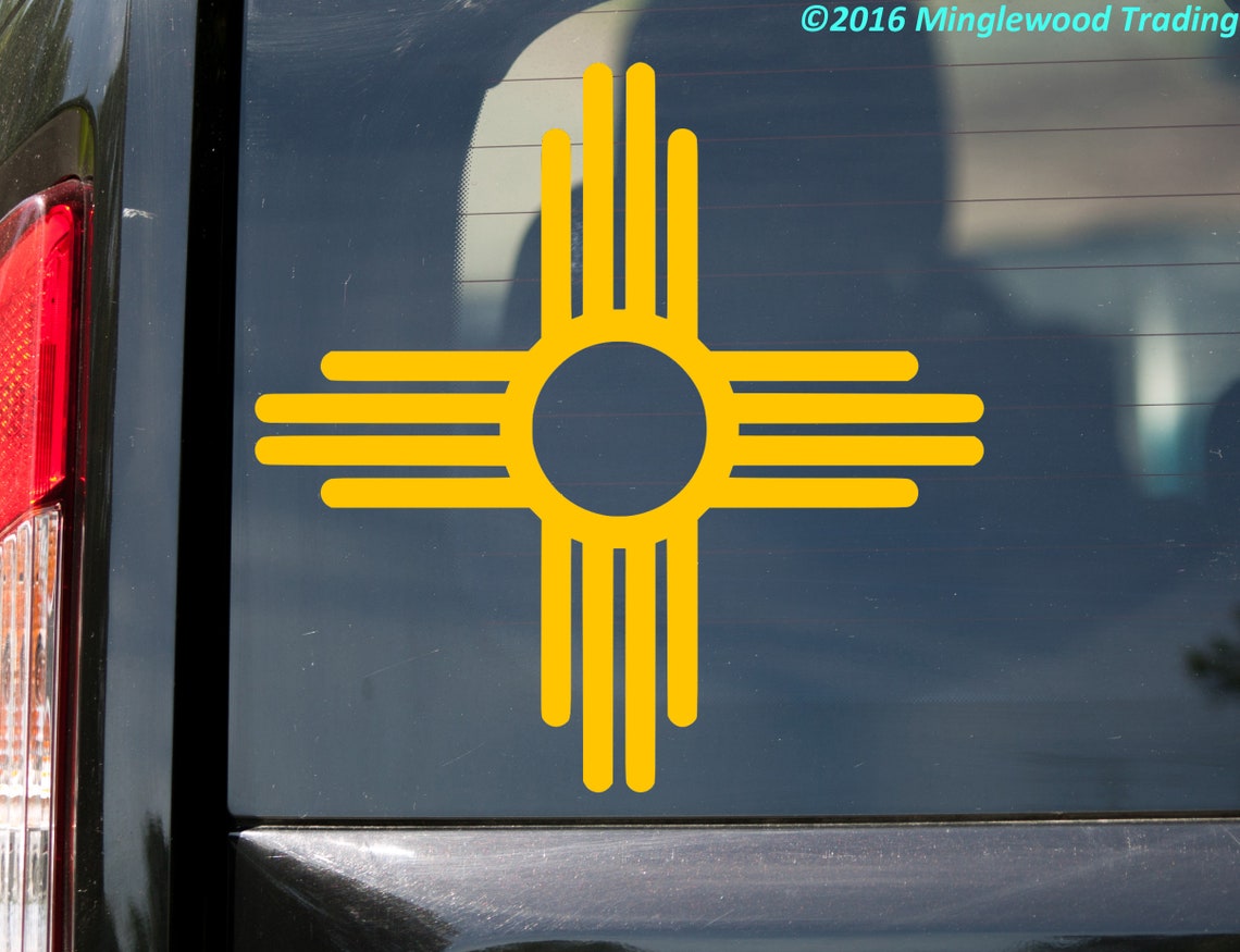 New Mexico Flag Sun Vinyl Sticker - Zia NM Home State - Die Cut Decal ...