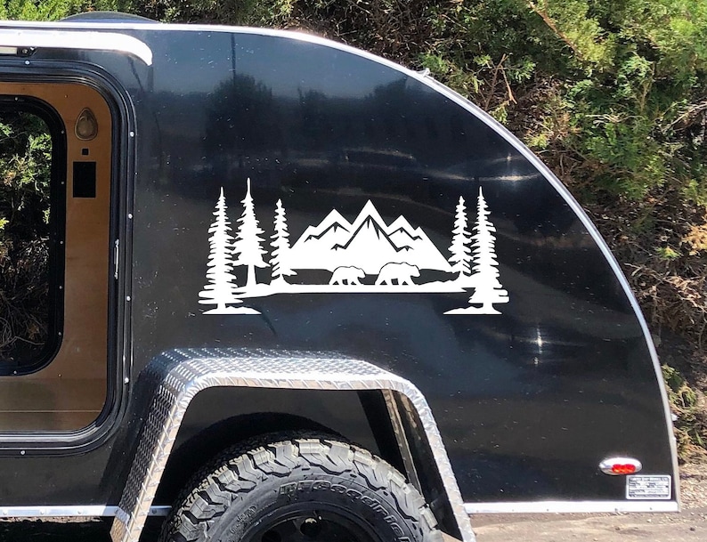 Mountains Bears Forest Scene Vinyl Decal V2 Camper RV Travel - Etsy
