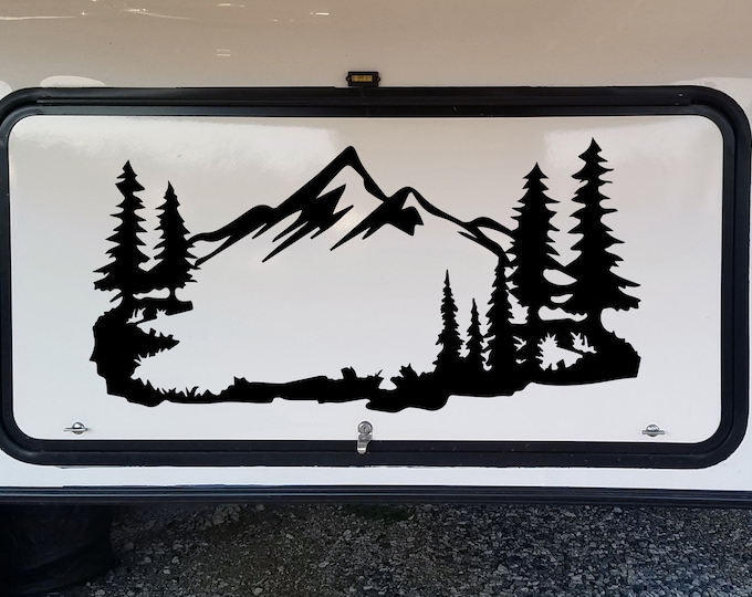 Mountain Forest Scene Vinyl Decal V10 RV Camper Graphics | Etsy