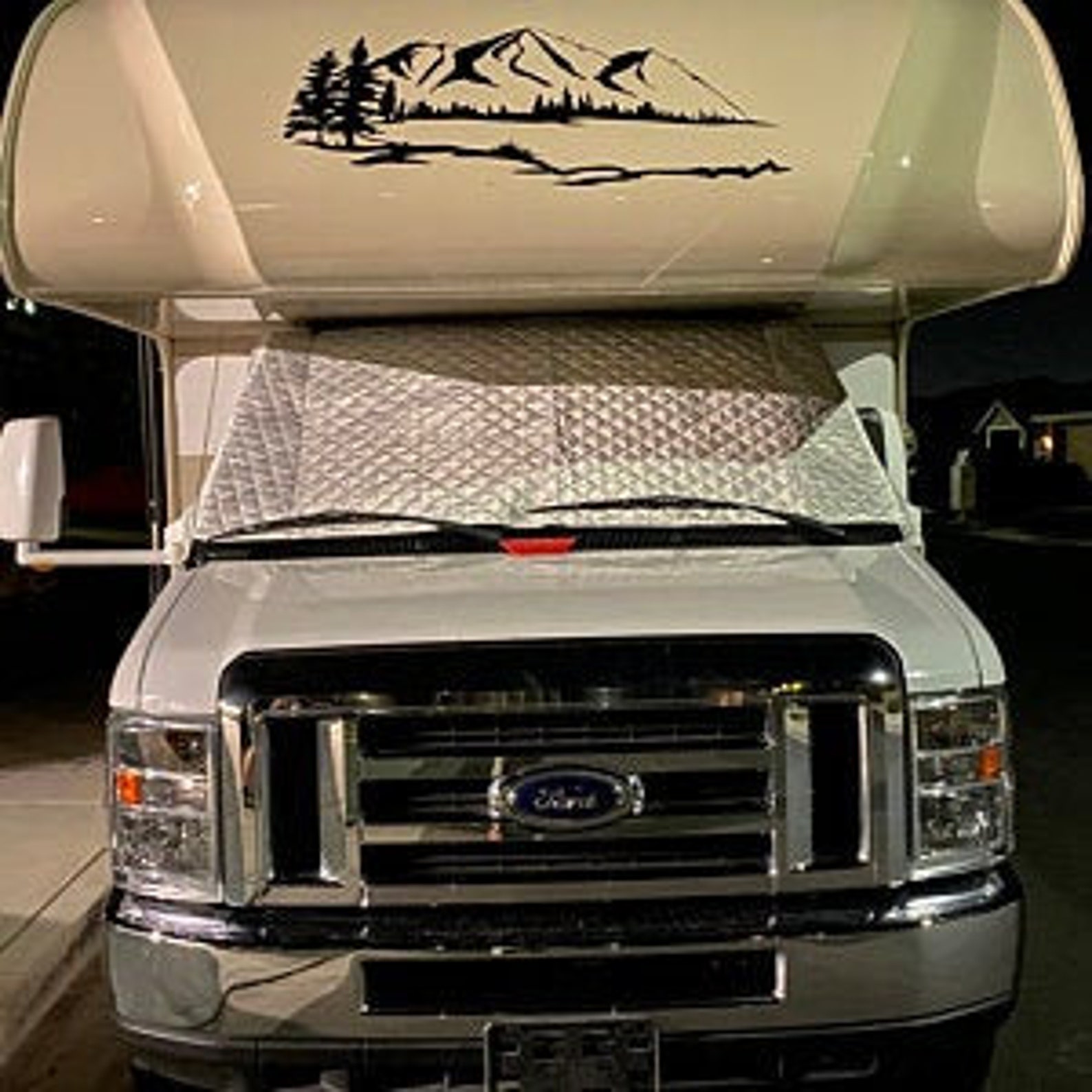 Lake Mountain Trees Scene Vinyl Sticker - Camper RV Travel Trailer ...