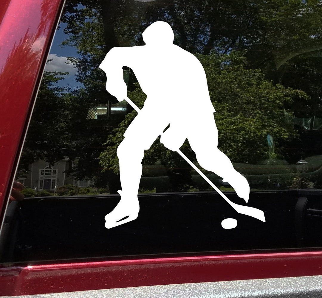 Ice Hockey Player Vinyl Decal V4 - Skate Puck Stick - Die Cut Sticker ...