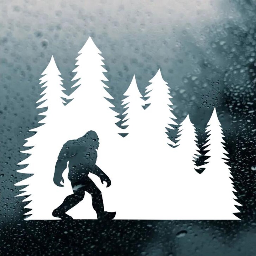 Bigfoot in Tree Line Vinyl Decal V19 | Sasquatch Pine Trees | Die Cut ...