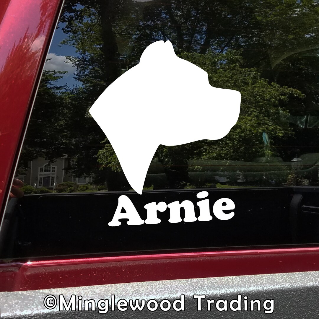 Pit Bull Head With Personalized Name Vinyl Decal Sticker - Dog Profile ...