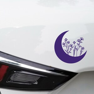 Moon Flowers Vinyl Decal V2 | Pretty Floral Moon Phases Eclipse Witch ...