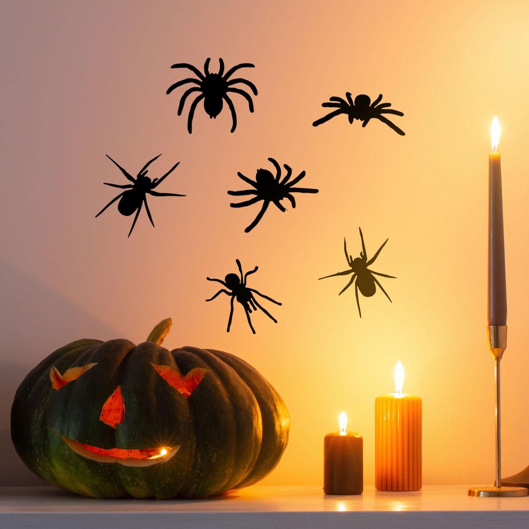 Set of 6 Spiders Vinyl Decal V1 | Custom Halloween Decoration Stickers ...