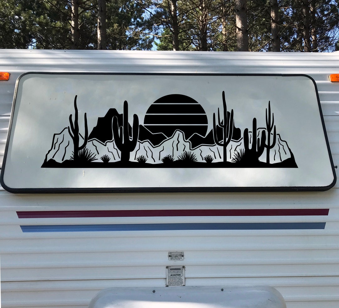 Desert Cactus Sun Scene V1 Vinyl Decal - RV Camper Graphics Travel ...