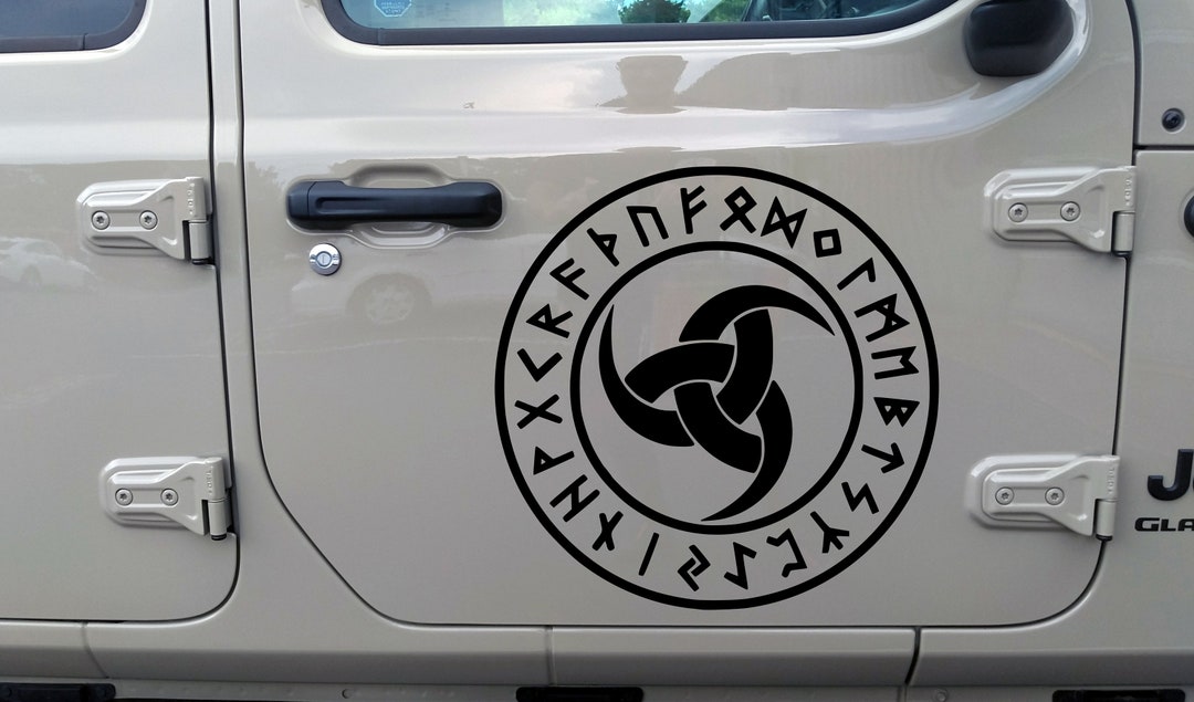 Odin's Horn in Runic Circle Vinyl Decal - Nordic Viking Runes - Die Cut ...