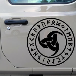 Odin's Horn in Runic Circle Vinyl Decal - Nordic Viking Runes - Die Cut ...