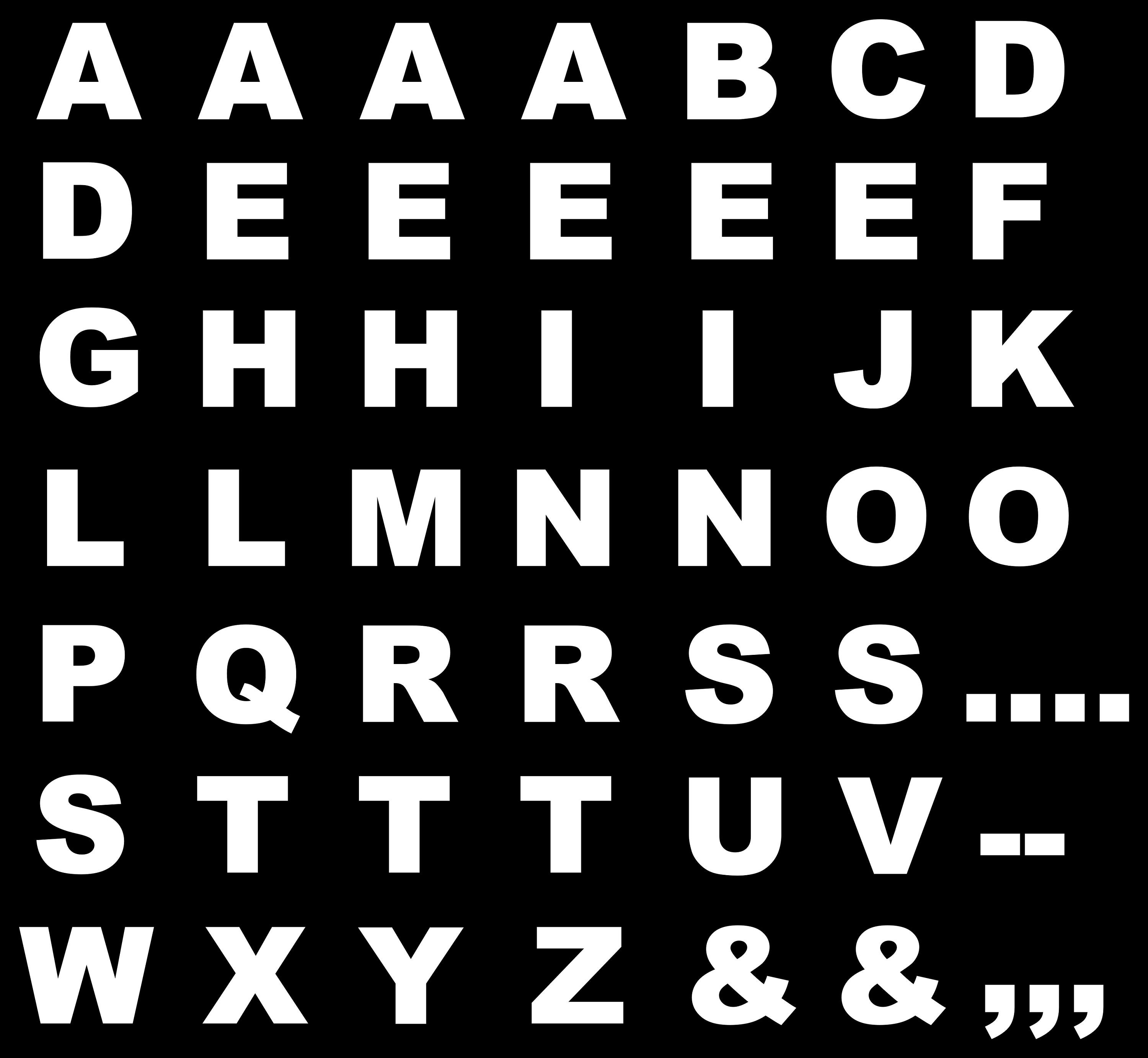 Letter Sheet Arial Font Alphabet Vinyl Decals - Bold - Die Cut Stickers ...