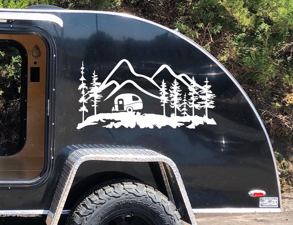 Mountain Travel Trailer Scene V2 Vinyl Decal Camping - Etsy